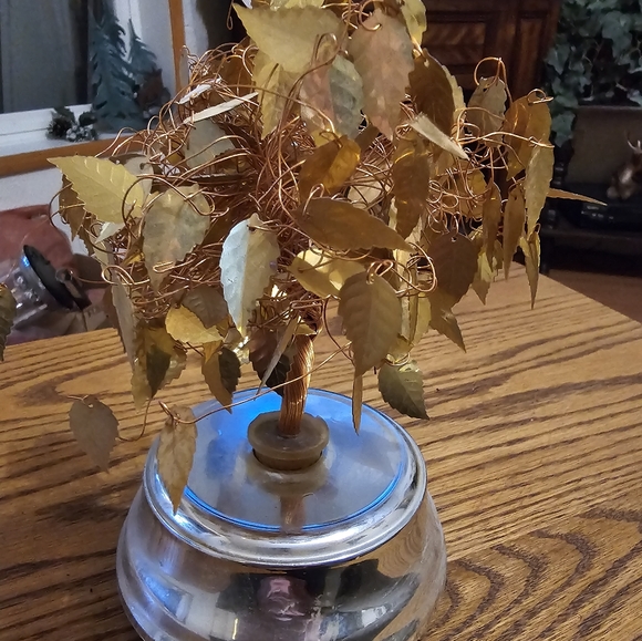 Art | Vintage Mid Century Gold Leaf Metal Wire Shimmer Tree 85 Art ...